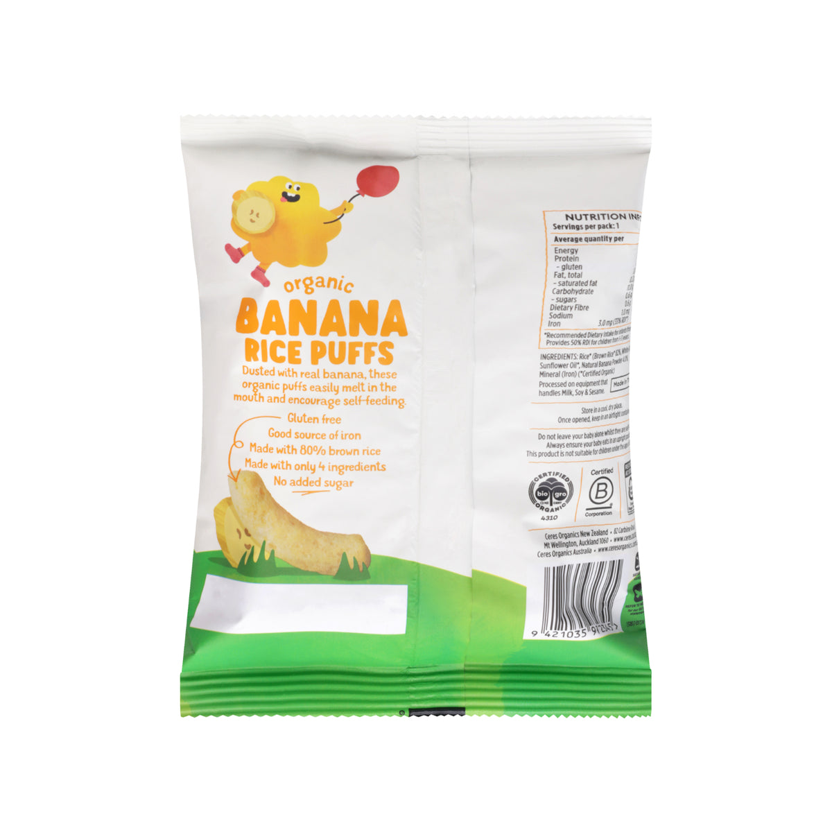 Ceres Organic Baby Rice Puffs Banana - 15 g – Optimo Foods